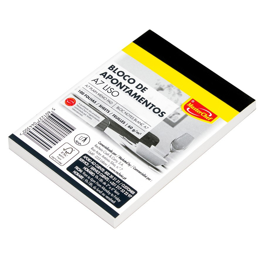 Product: Blocos de Apontamentos Liso A7 MasterChef 100 Folhas 1 Un