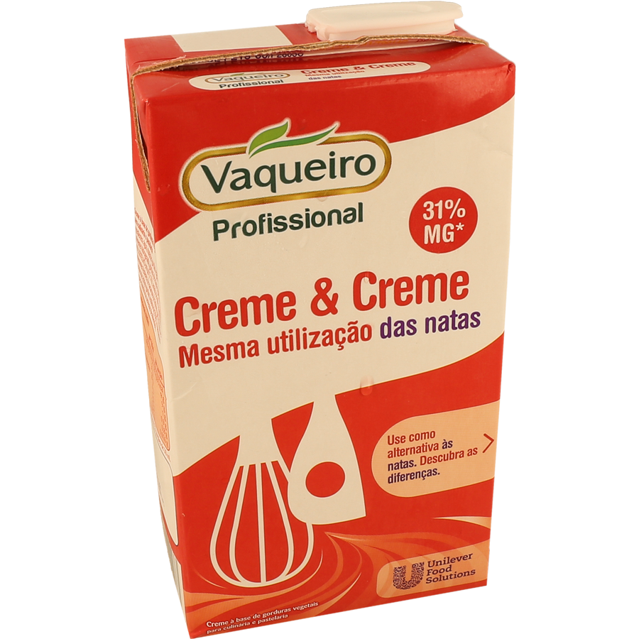 Produto: Natas Vegetais para Bater Vaqueiro Creme & Creme 31 % Gordura 1 Lt